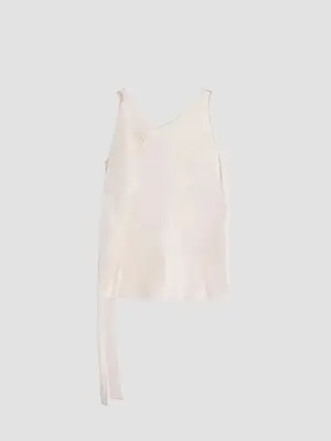 Helmut Lang Silk Sleeveless Asymmetric Scarf Top - Ivory