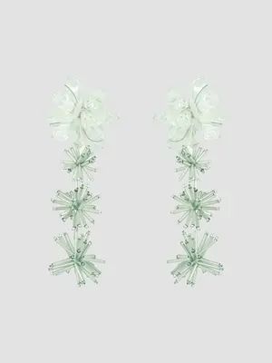 Oscar De La Renta 24k-gold-plated Bugle Bead Drop Earrings - Mint