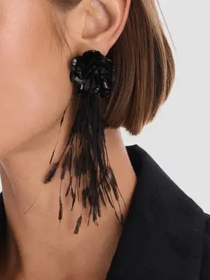 Oscar De La Renta 24k-gold-plated Feather Fringe Earrings