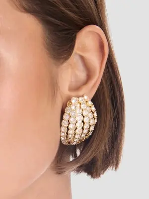 Oscar De La Renta 24k -plated & Glass Crystal Domed Earrings - Gold