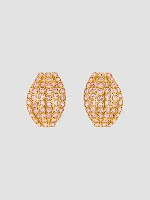 Oscar De La Renta 24k -plated & Glass Crystal Domed Earrings - Light Rose