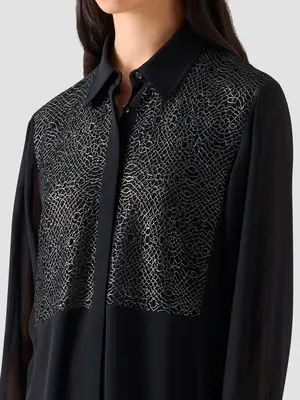 Akris Lacquered-laced Bodice Silk Tunic Blouse