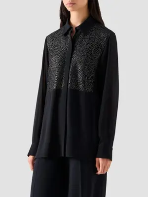 Akris Lacquered-laced Bodice Silk Tunic Blouse