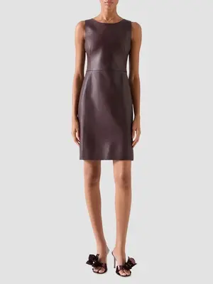Akris Nappa Leather Mini Sheath Dress