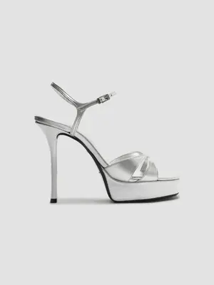 Schutz Maxine 120mm Leather Platform Sandals - Silver