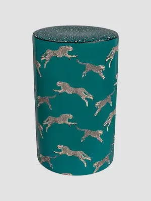 PORT 68 Leaping Cheetah Garden Stool - Teal