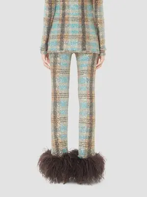 Valentino Garavani Sequin Thread Pants With Check Pattern