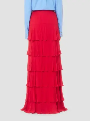 Valentino Garavani Long Georgette Skirt With Ruffles