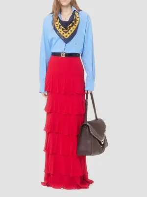 Valentino Garavani Long Georgette Skirt With Ruffles