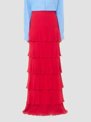 Valentino Garavani Long Georgette Skirt With Ruffles