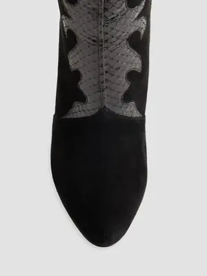 Valentino Garavani Boutade Suede 105mm Boots With Elaphe Details