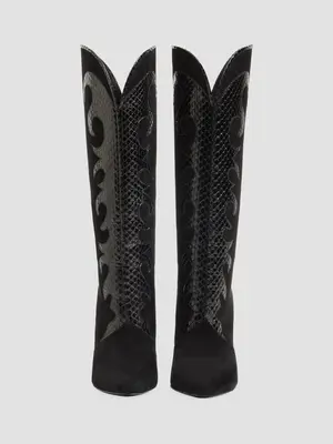 Valentino Garavani Boutade Suede 105mm Boots With Elaphe Details