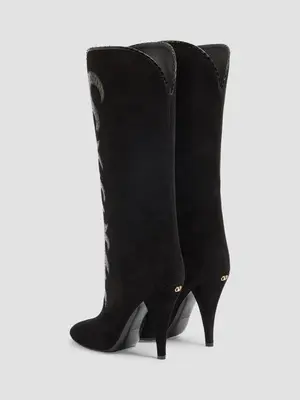 Valentino Garavani Boutade Suede 105mm Boots With Elaphe Details