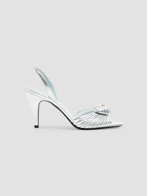 Valentino Garavani Coeur 85mm Royal Sandals In Laminated Nappa Leather - Silver