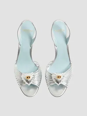 Valentino Garavani Coeur 85mm Royal Sandals In Laminated Nappa Leather