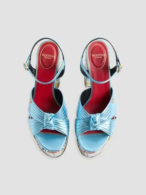 Valentino Garavani Crasher 125mm Platform Sandal In Laminated Nappa And Sequin Embroidery