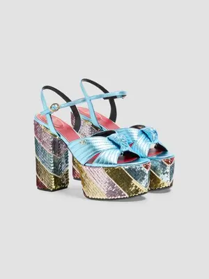 Valentino Garavani Crasher 125mm Platform Sandal In Laminated Nappa And Sequin Embroidery