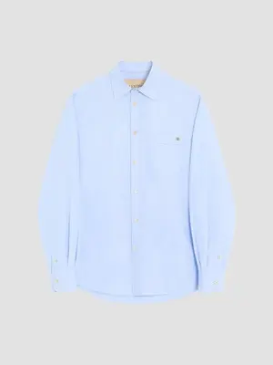 Valentino Garavani Fil-à-fil Cotton Shirt With Butterfly Embroidery - Azure