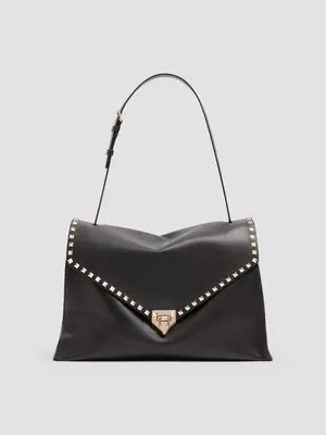 Valentino Garavani Rockstud Maxxing Large Shoulder Bag In Smooth Calfskin - Black