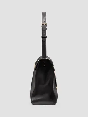 Valentino Garavani Rockstud Maxxing Large Shoulder Bag In Smooth Calfskin - Black