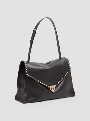 Valentino Garavani Rockstud Maxxing Large Shoulder Bag In Smooth Calfskin - Black