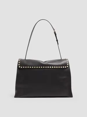 Valentino Garavani Rockstud Maxxing Large Shoulder Bag In Smooth Calfskin - Black