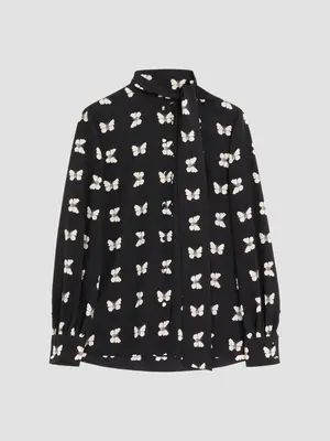 Valentino Garavani Shirt In Butterflow Print Crepe De Chine