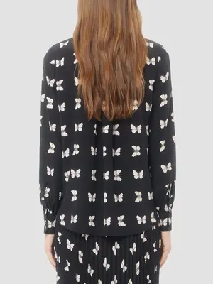 Valentino Garavani Shirt In Butterflow Print Crepe De Chine