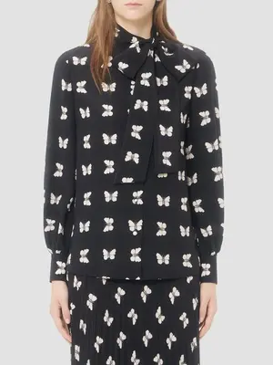 Valentino Garavani Shirt In Butterflow Print Crepe De Chine