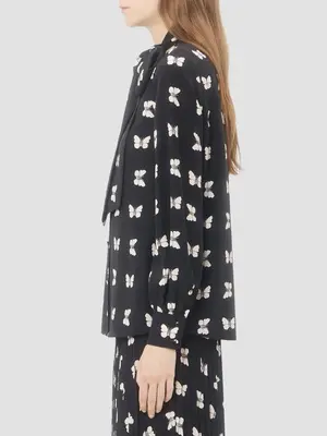 Valentino Garavani Shirt In Butterflow Print Crepe De Chine