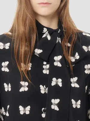 Valentino Garavani Shirt In Butterflow Print Crepe De Chine