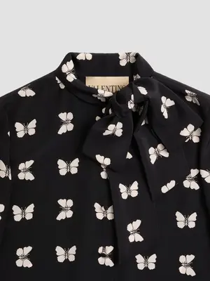 Valentino Garavani Shirt In Butterflow Print Crepe De Chine
