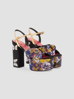 Valentino Garavani Crasher 125mm Platform Sandals In Après L'hiver Jacquard Fabric