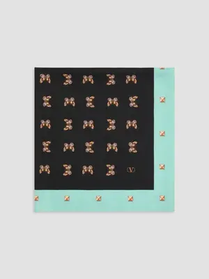 Valentino Garavani Silk Scarf With All-over Butterfly Print - Black Multi