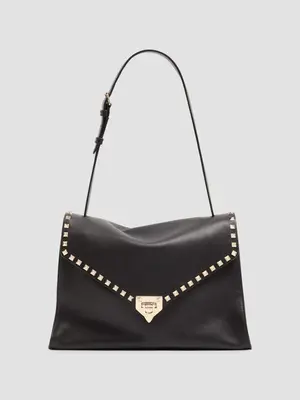 Valentino Garavani Rockstud Maxxing Medium Shoulder Bag In Smooth Calfskin - Black