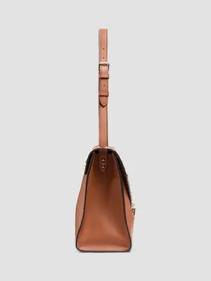 Valentino Garavani Rockstud Maxxing Medium Shoulder Bag In Smooth Calfskin - Hazelnut