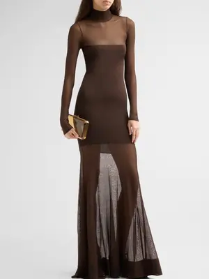 SEROYA Angie Mesh & Knit Maxi Dress