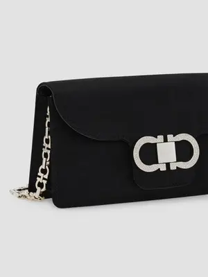 FERRAGAMO Double Gancio Mini Satin Convertible Shoulder Bag