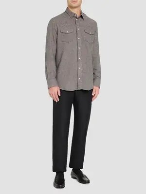 Emporio Armani Micro Houndstooth Western Shirt