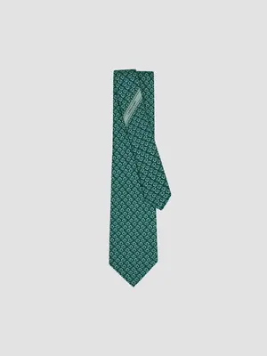 FERRAGAMO Dea Good-luck Print Silk Tie - Verde