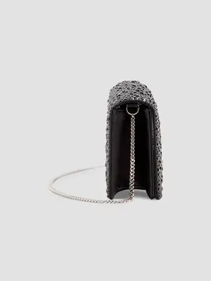 Valentino Garavani Vlogo Signature Mini Shoulder Bag In Swarovski Crystals