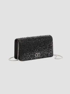 Valentino Garavani Vlogo Signature Mini Shoulder Bag In Swarovski Crystals