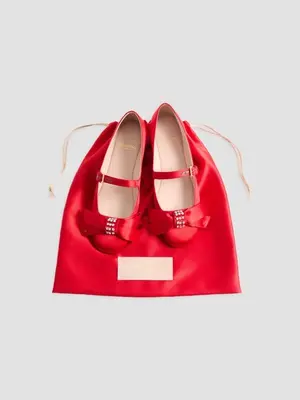 Valentino Garavani Mary Jane Chambrette Ballerinas In Satin