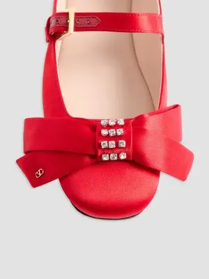 Valentino Garavani Mary Jane Chambrette Ballerinas In Satin