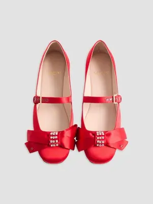 Valentino Garavani Mary Jane Chambrette Ballerinas In Satin