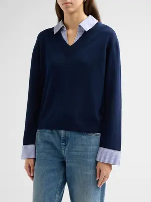 Tanya Taylor Esme 2-in-1 Layered Sweater - Midnight