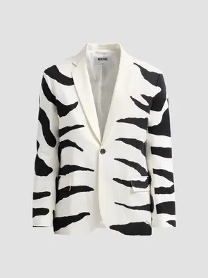 Moschino Zebra-print Wool Sport Jacket - Multi White