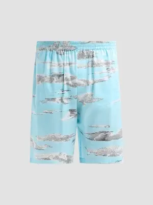 Moschino Archive Clouds Cotton Shorts - Light Blue