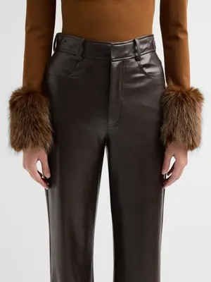BRONX BANCO Faux Fur-cuff Long-sleeve Bodysuit