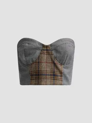 Ramy Brook Bailey Plaid Wool-blend Corset Top - Plaid Combo